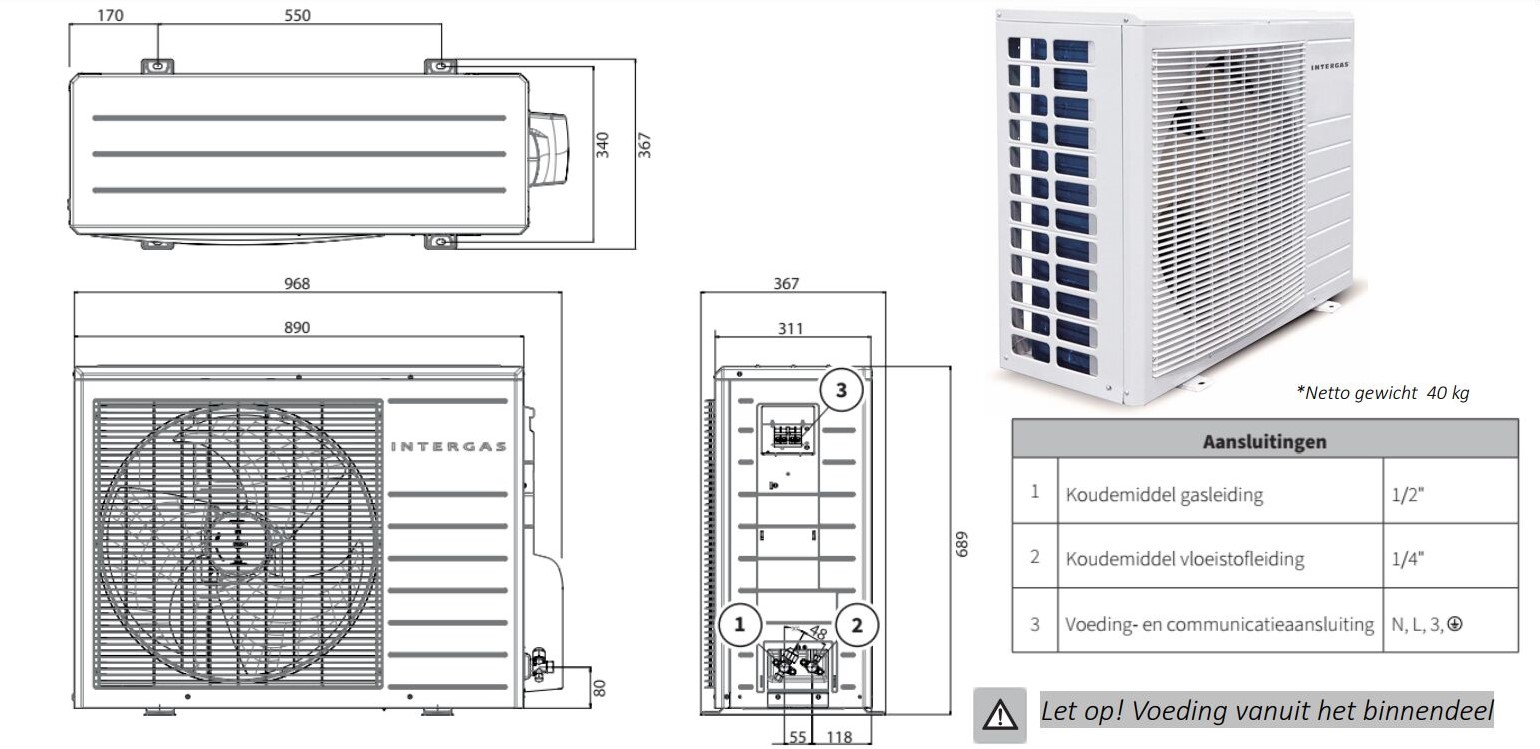 INTERGAS XTEND HYBRIDE WARMTEPOMP 5KW BUITENUNIT 230V 050614 Beng Shop